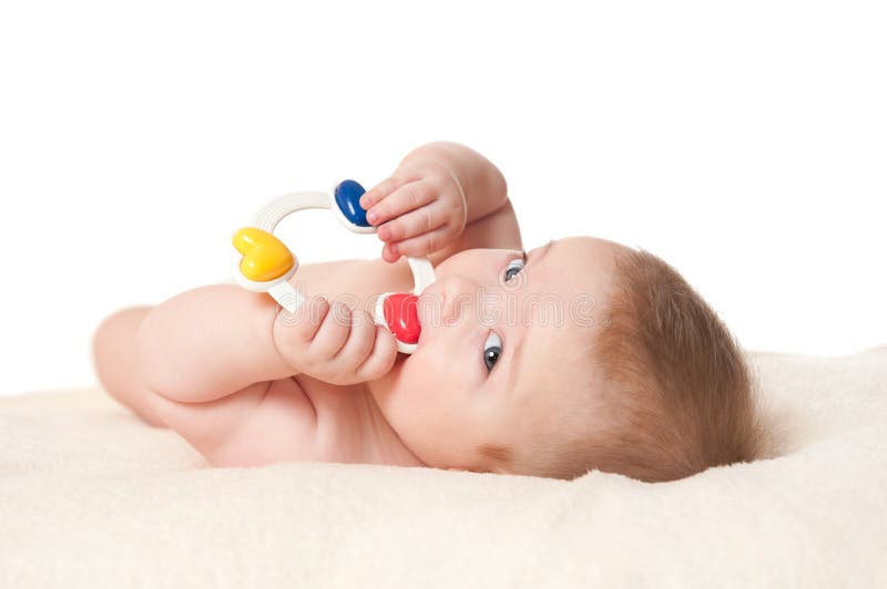 Baby Boy Playing with Rattle Stock Image - Image of game, cute: 22223671