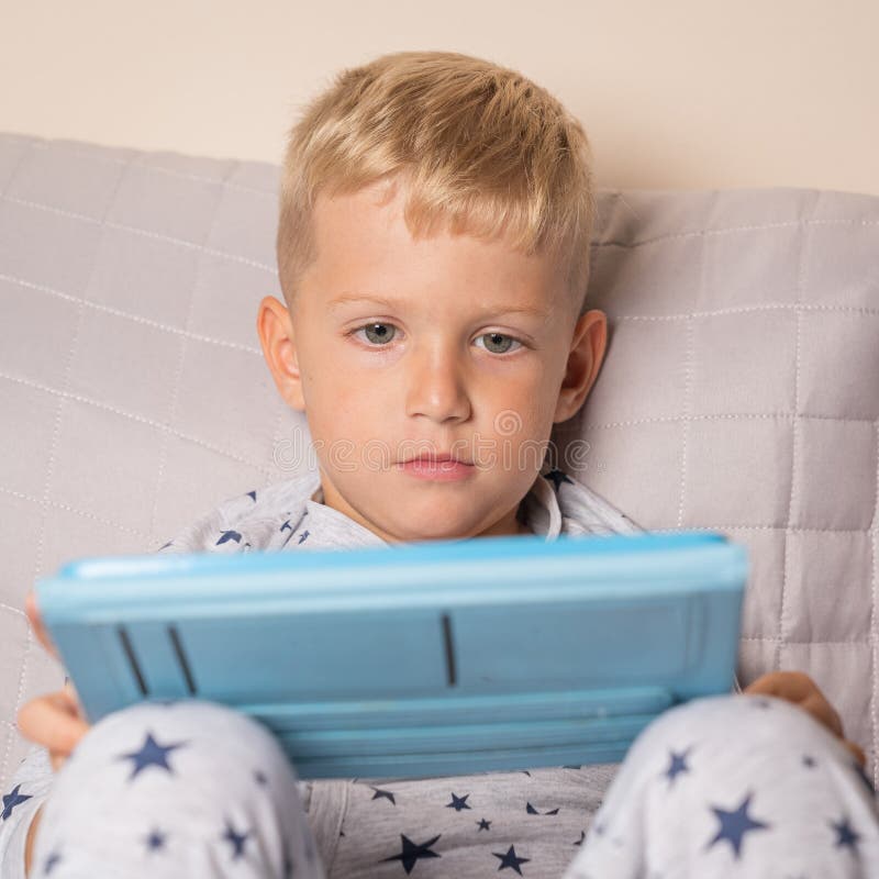 Baby Boy Playing Using Digital Tablet Stock Image - Image of innocence ...