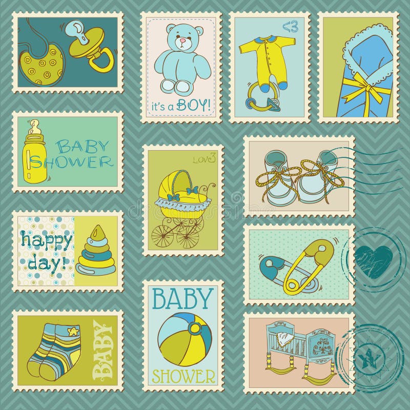 Sweet Postage Stamps Vector Set Stock Vector - Illustration of ...