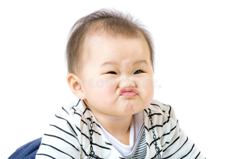 Baby boy purse lip stock photo. Image of upset, white - 36570224