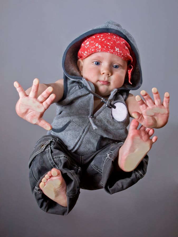 Baby boy in rap style stock image. Image of hood, blue - 15607527