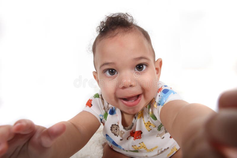 Baby Boy Reaching Towards the Viewer Stock Image - Image of sweet ...