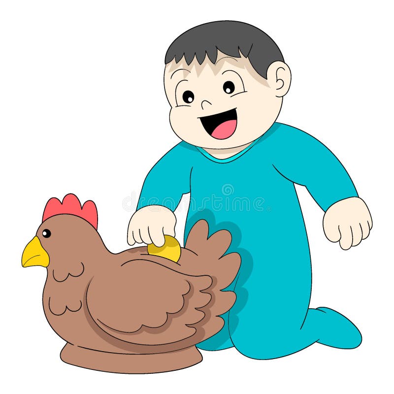 Baby Boy is Saving Gold Coins for the Future Stock Vector ...