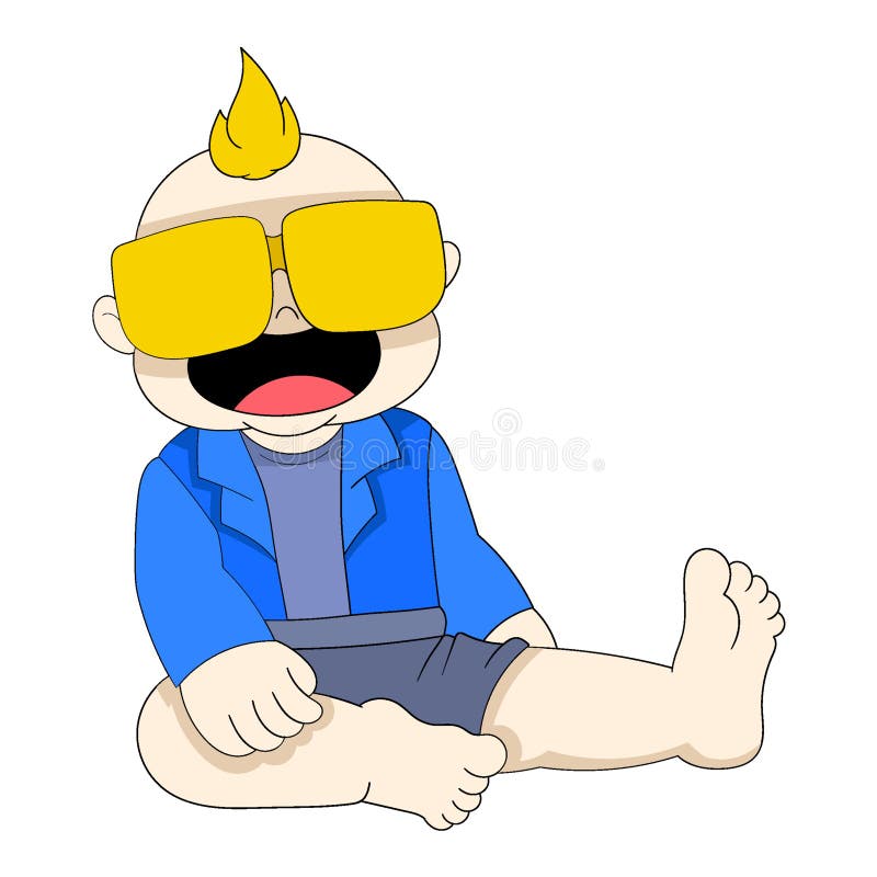 Baby Boy Sitting Cool Style As Rapper Stock Vector - Illustration of ...