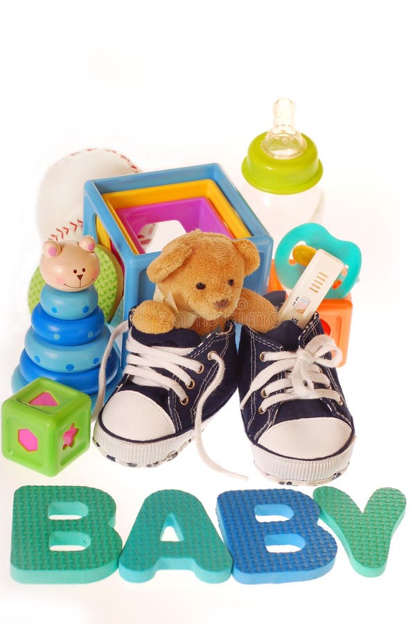 Baby boy stuffs stock image. Image of mother, cubes, maternity - 23202477
