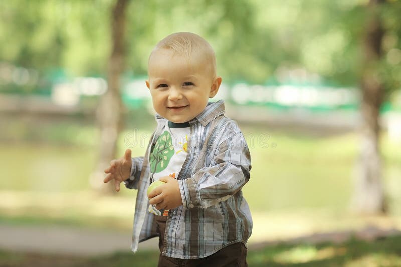 Baby boy in summer park stock photo. Image of child, small - 64438878