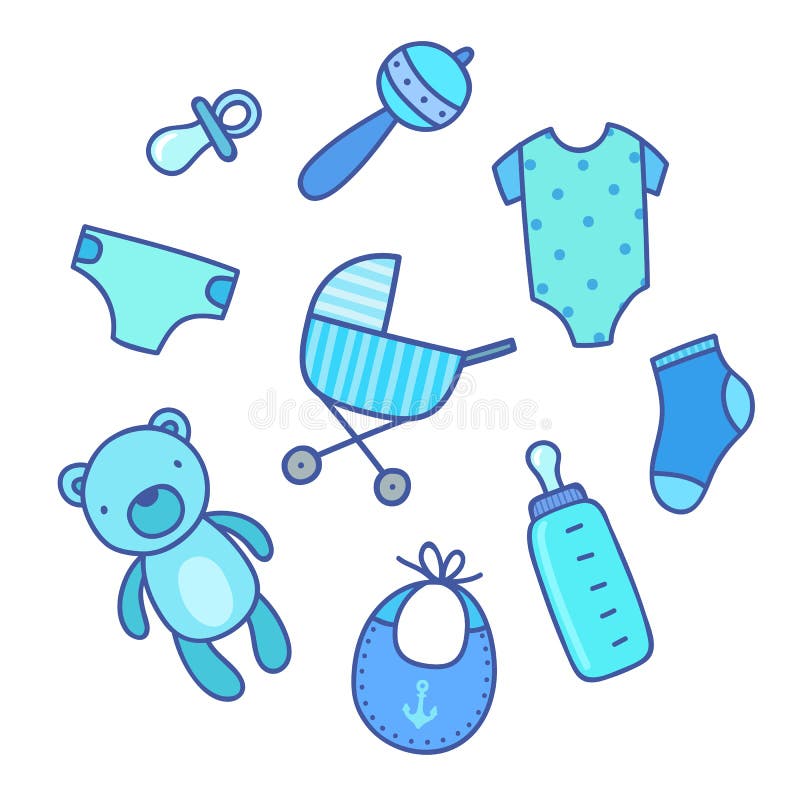 Baby boy things. stock vector. Illustration of background - 84999251