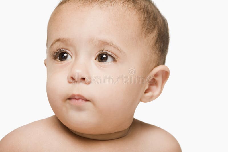 Baby boy thinking stock image. Image of looking, infant - 36256553