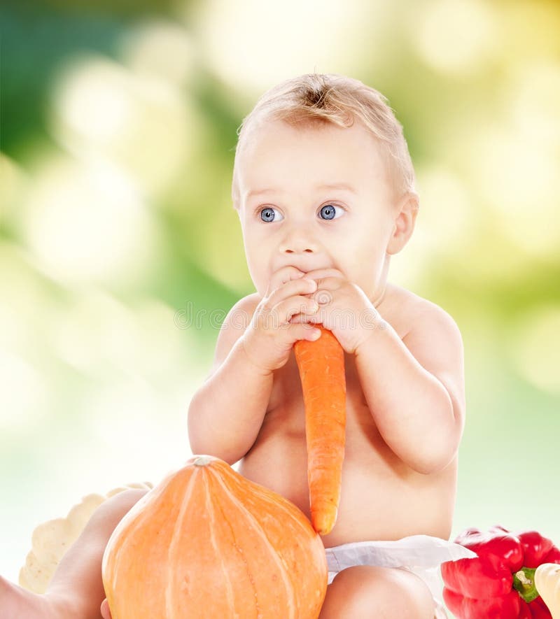 Baby boy with vegetables stock photo. Image of caucasian - 39373186