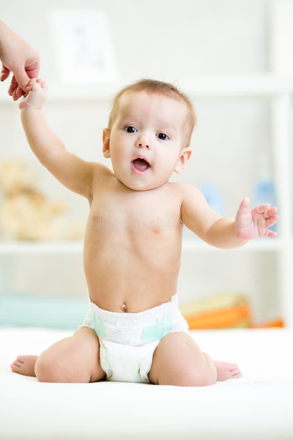 Baby Boy Weared Diaper at Home Stock Photo - Image of care, face: 47812308