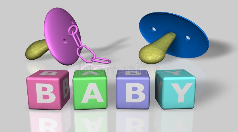 Baby and Boy Words and a Pacifier Stock Illustration - Illustration of ...