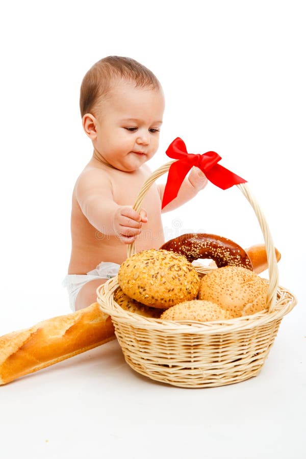Baby and bread stock photo. Image of person, french, childhood - 12324004