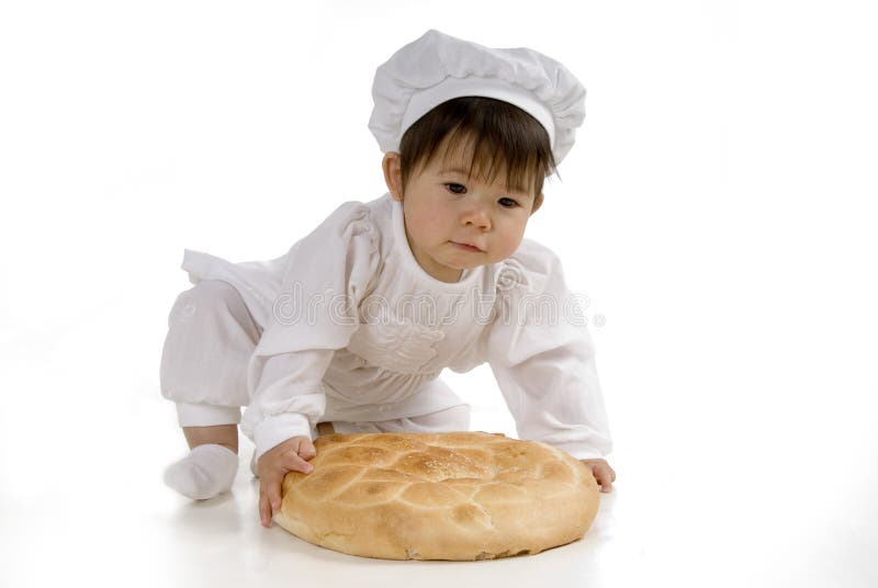 Baby with bread stock image. Image of pretty, asian, happy - 16102795