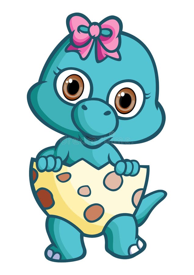 The Baby Brontosaurus is Coming Out from the Cracking Egg Stock Vector ...