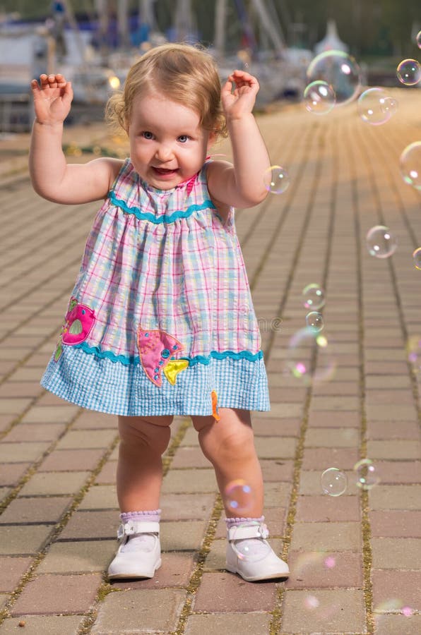 Baby with bubbles stock image. Image of game, freedom - 25966505