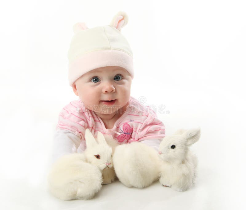 Girl and rabbit stock image. Image of people, friendly - 28726341