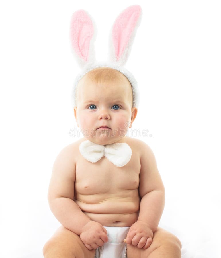 Baby with Bunny Ears stock image. Image of play, sweet - 85271097