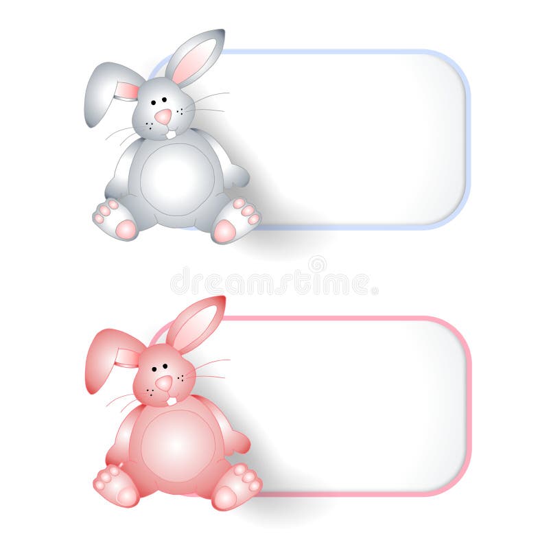 Baby Bunny Pink and Blue Tags or Labels Stock Illustration ...