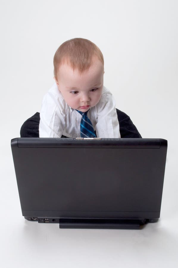 Baby Business Working on Laptop Stock Image - Image of humorous ...