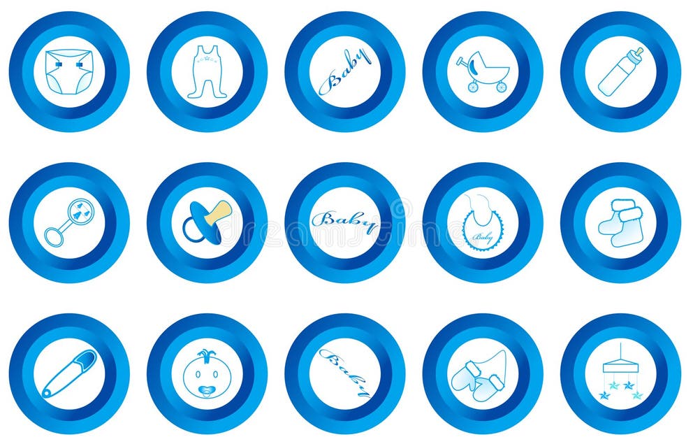 Baby buttons stock vector. Illustration of icons, smiling - 7427210