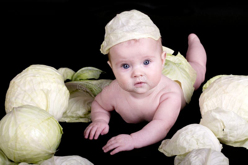 Baby in the cabbage stock image. Image of baby, child - 41157111