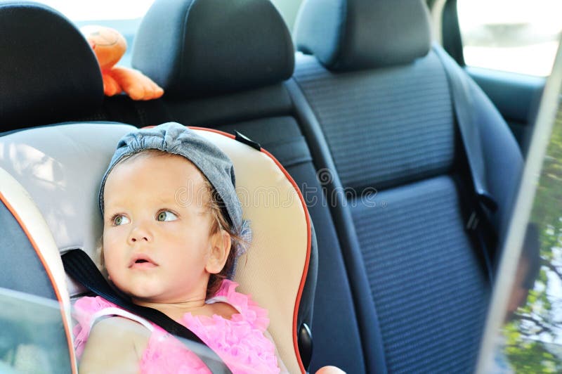 Happy Toddler Girl in Car Seat Stock Image - Image of emotion, baby ...