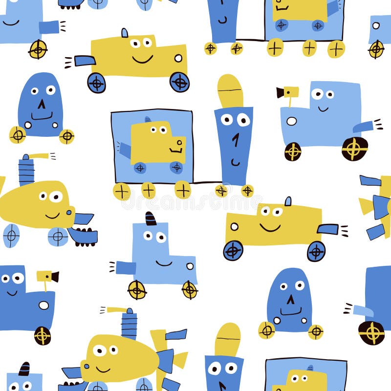 Baby Car Seamless Background. Funny Racing. Kid Design Stock Vector ...