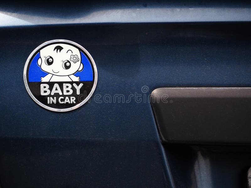 `Baby in Car` Sticker on Back of Car Stock Image - Image of sticker ...