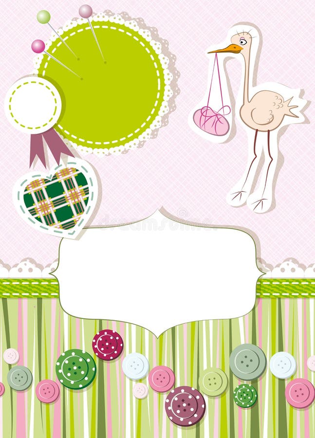 Baby card with buttons stock vector. Illustration of patch - 29065293