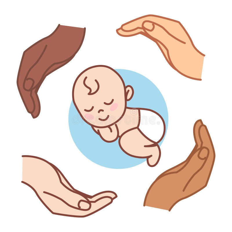 Newborn. Protection and Care for Baby Stock Vector - Illustration of ...