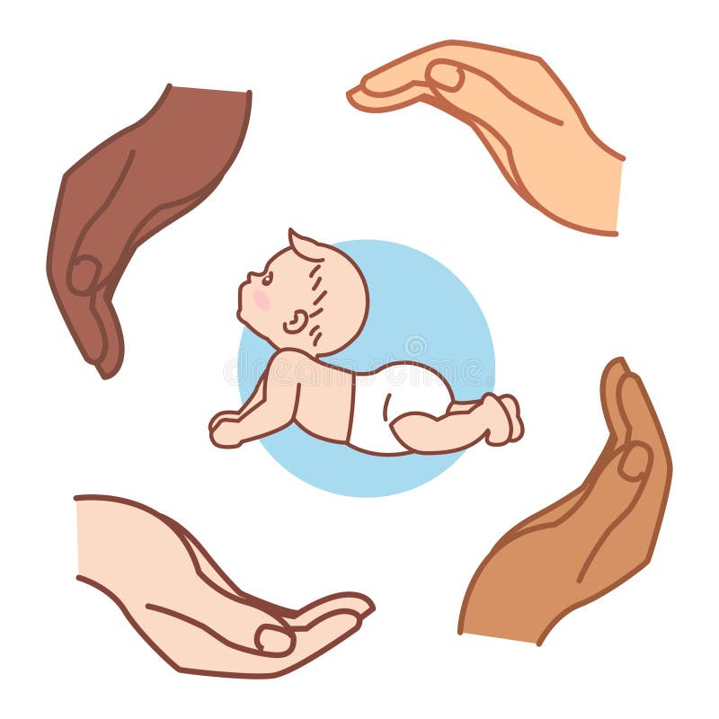 Newborn. Protection and Care for Baby Stock Vector - Illustration of ...