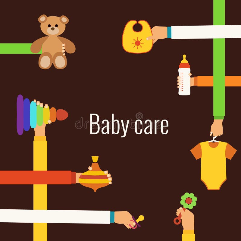 Baby care flat concept stock vector. Illustration of care - 60187178