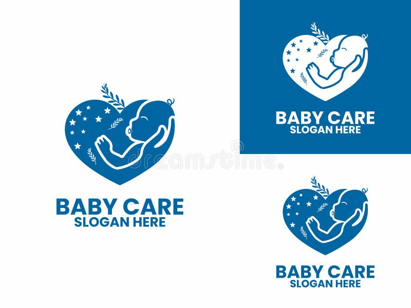 Baby Care with Heart Icon Logo Design Vector Template. Baby Love Logo ...