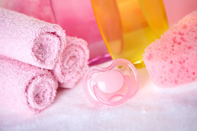 Baby care objects stock image. Image of bath, close, aromatherapy ...