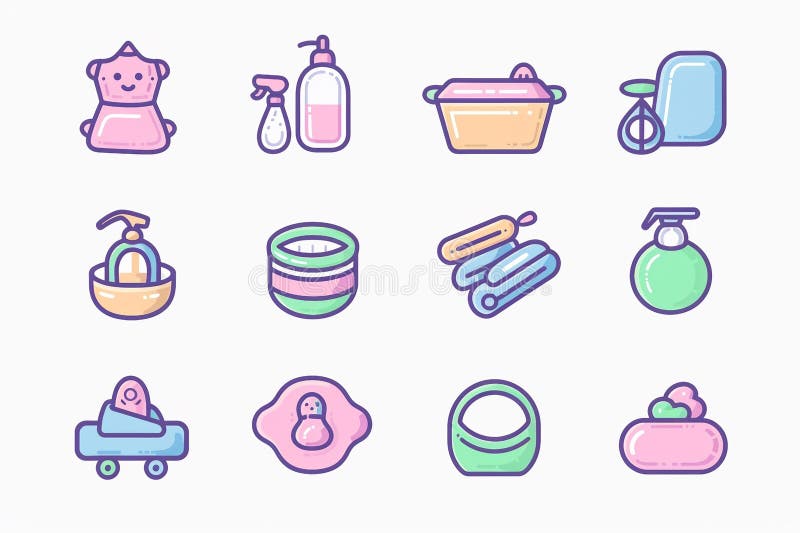 Baby Care Web Icons on White Background Stock Illustration ... Baby Care Web Icons on White Background Stock Illustration ...