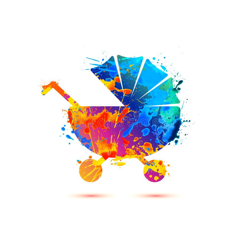 Baby Carriage Icon. Splash Paint Stock Vector - Illustration of infant ...