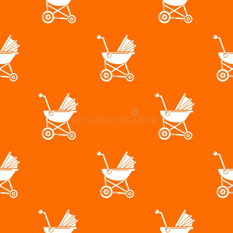 Baby Carriage Retro Pattern Vector Orange Stock Vector - Illustration ...