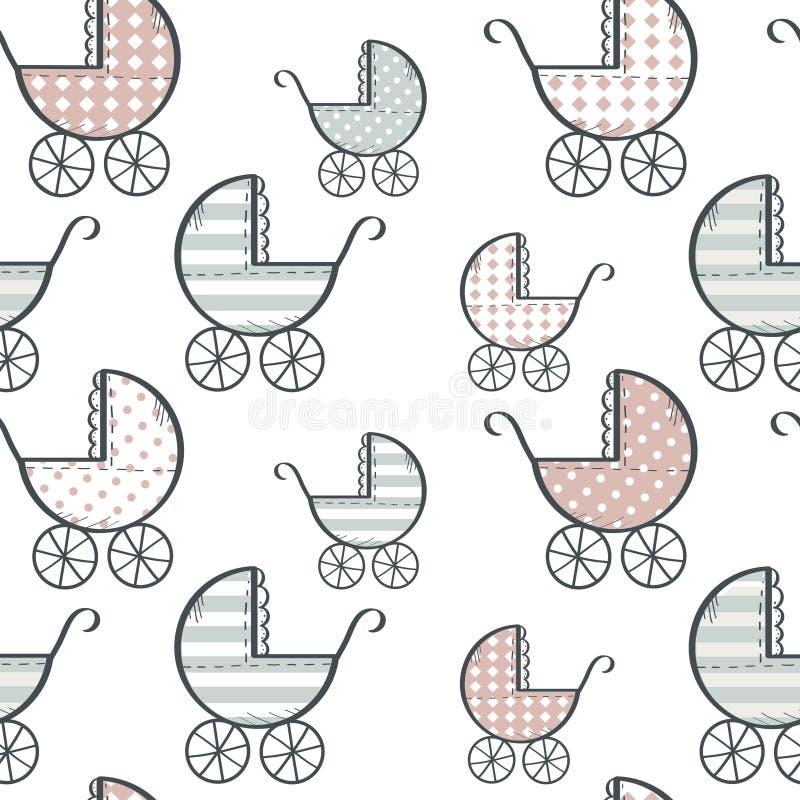 Baby Carriage Seamless Pattern, Vector Illustration Stock Vector ...