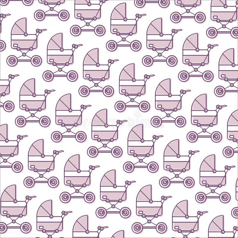 Baby Carriage Vector Pattern Stock Vector - Illustration of little ...