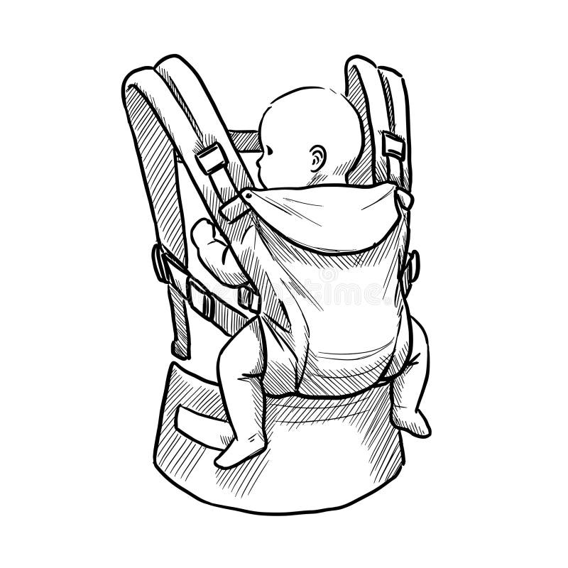 Baby in a Carrier Expressing Comfort and Security Stock Illustration ...