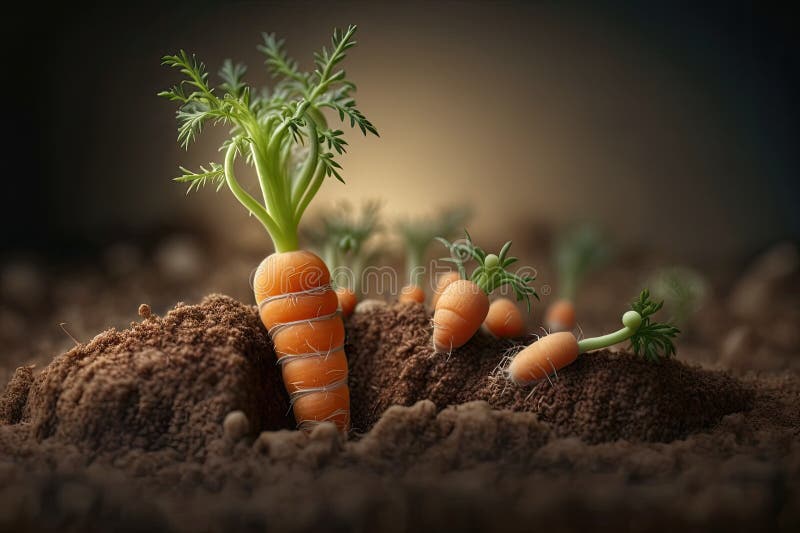Baby Carrots Sprouting from the Ground Stock Illustration ...