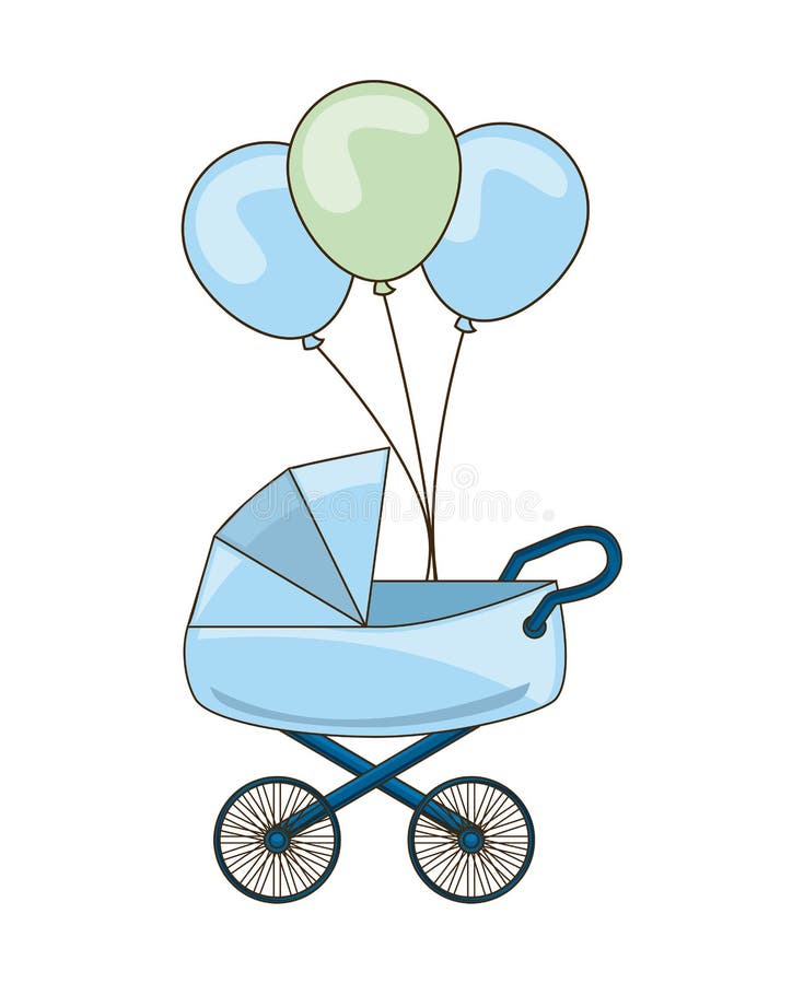 Baby Cart With Balloons Party Stock Vector - Illustration of pregnancy ...