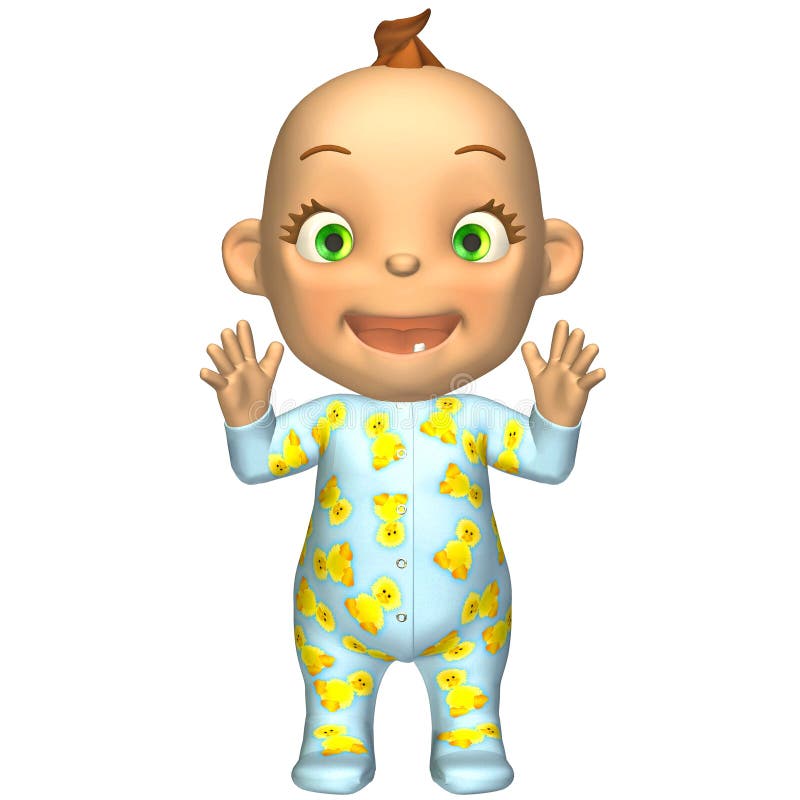 Baby Cartoon With A Teddy Bear Stock Illustration - Illustration of ...