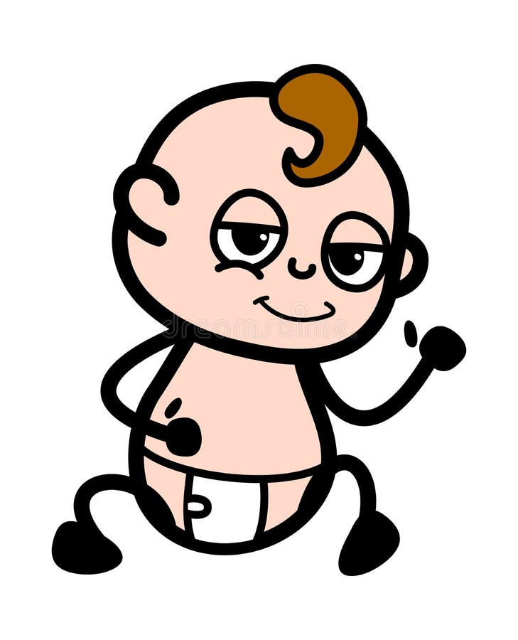 Baby Cartoon Challenging To Fight Stock Illustration - Illustration of ...