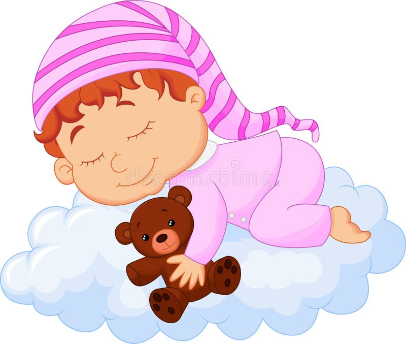 Baby Cartoon Sleeping on the Cloud Stock Vector - Illustration of birth ...