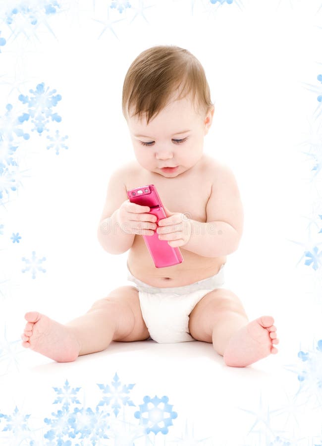 Baby with cell phone stock photo. Image of cute, holding - 5422390