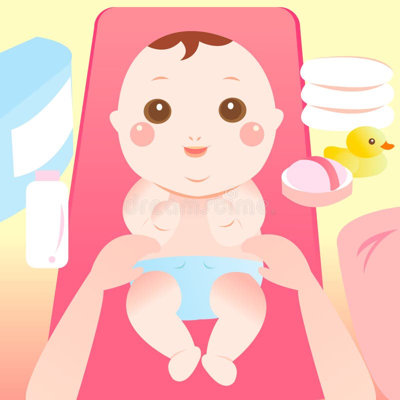 Baby changing diaper stock vector. Illustration of cartoon - 21886218