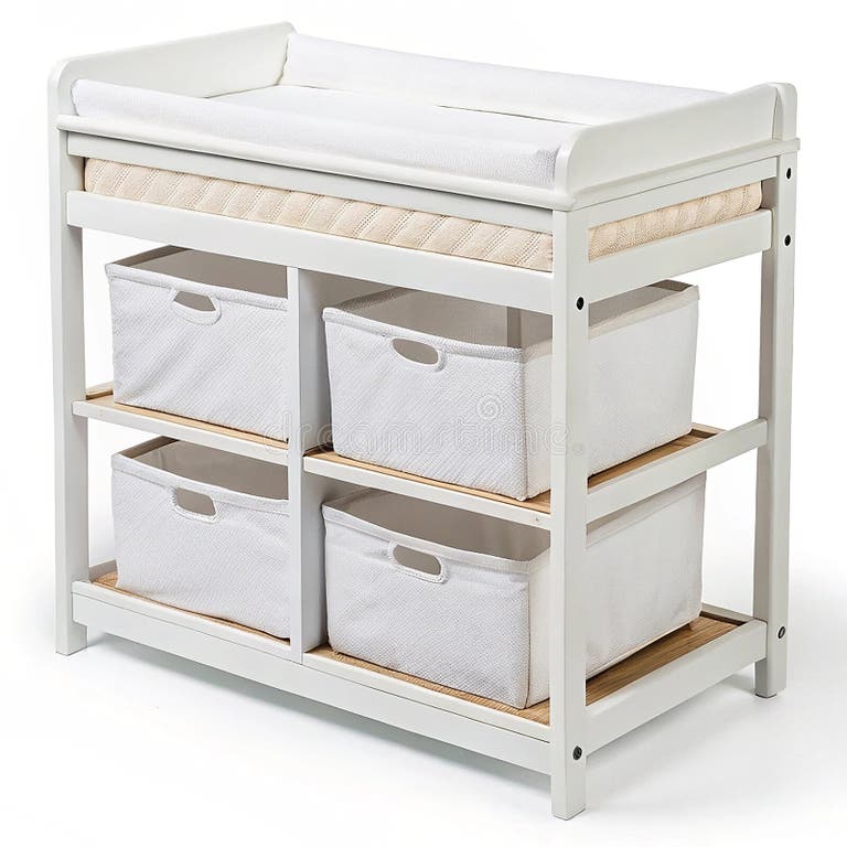 Baby Changing Table with Storage Baskets Stock Illustration ...