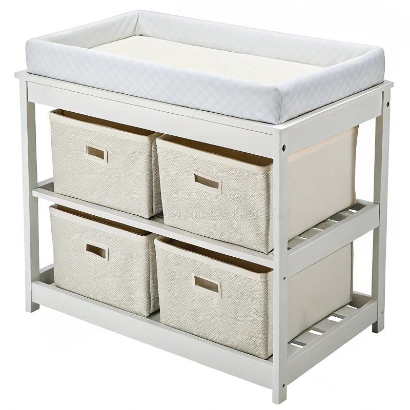 Baby Changing Table with Storage Baskets Stock Illustration ...