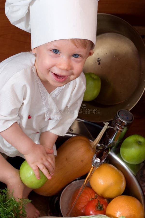 Baby chef stock image. Image of child, chef, laughing - 1712643